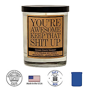 You're Awesome Keep That S Up - Friendship Candle Gifts for Women, Men, Best Friends Birthday Candle Gifts for Friends Female, Funny Candle Gifts for Women, Cute Going Away Gift for BFF, Bestie