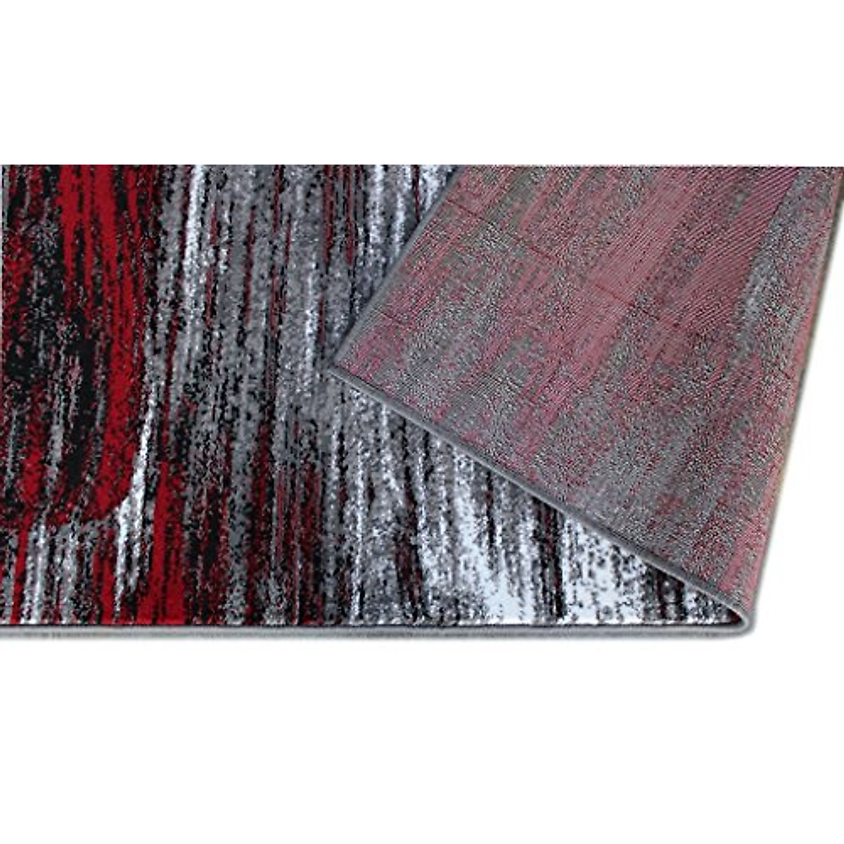 Masada Rugs, Modern Contemporary Area Rug, Red Grey Black (8 Feet X 10 Feet) Large Livingroom, Bedroom, Office Rug