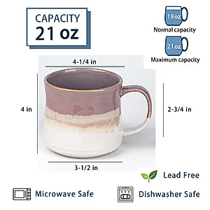HYTYSKAR Large Ceramic Coffee Mug, 21 OZ Big Tea Cups with a Large Handle for Office and Home, Microwave and Dishwasher Safe (21 OZ Purple)