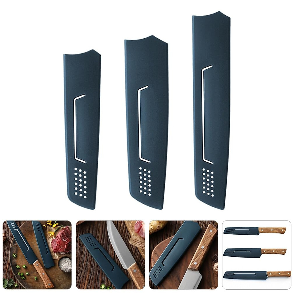 Kichvoe Camping Cutter Cover Cutter 3Pcs Edge Guards Plastic Fruit Cutter Protectors Universal Cutter Holder Blade Case Cover for Home Kitchen Outdoor Chef Chef Cutter Cutter Sleeve