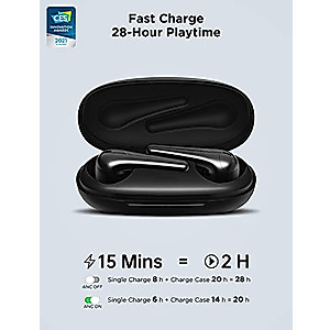 1MORE Comfobuds Pro Bluetooth 5.0 Earbuds, Hybird Active Noise Cancelling Earphones, Stereo Premium Sound in Ear Headphone with 6 Mics ENC for Clear Call and Deep Bass Fast Charging, Black