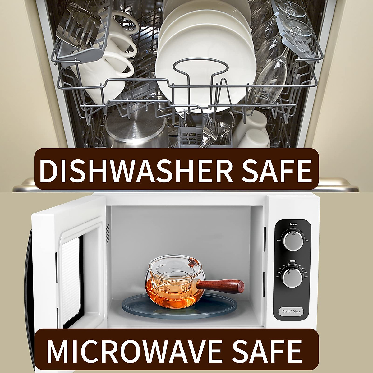 PARACITY Glass Teapot with Infuser Japanese Teapot Stovetop Safe Teapot Blooming and Loose Leaf Tea Maker with Wooden Handle Kyusu 11.8 oz 350 ml