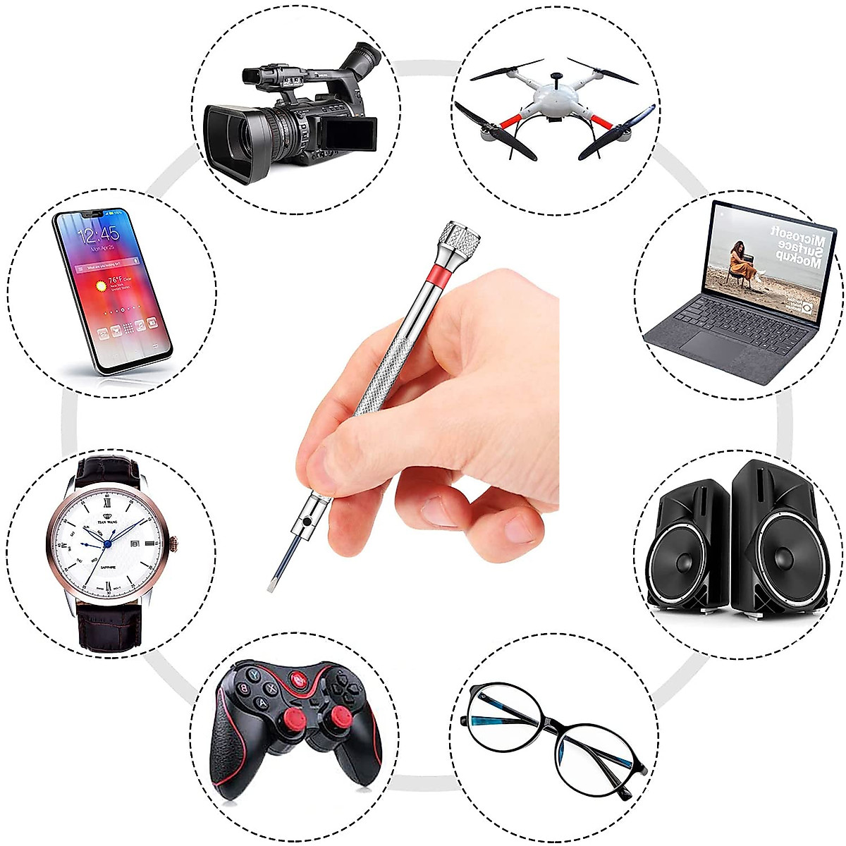 13PCS Professional Watch Screwdriver Set, SHEGATO Micro Precision Glasses Repair Kit, with 13PCS 0.2-2.0MM Extra Replace Blades, for Eyeglass Sunglass Watchmaker Jewelry Computer Phone Small Tools