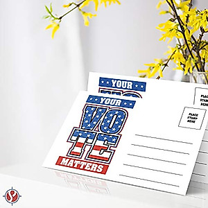 Your Vote Matters – Blank Patriotic Voting Post Cards for USA Election Campaign | Mailable, No Envelopes Needed | Flip Side Is Blank| Size 4 x 6 Inches | Bulk Set of 100 Cards Per Pack