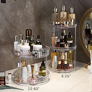 ROWNYEON Rotating Makeup Organizer 3 Tier Skincare Organizers Bathroom Organizer Perfume Organizer Spinning Cosmetics Organizer for Vanity，Cabinets, Pantry, Fridge, Countertops，Kitchen