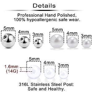Ftovosyo 36Pcs 14G 3-5mm Multiple Different Sizes Replacement Balls Jewelry Piercing Stainless Steel Barbell Parts for Industrial Barbell/Nipple Rings/Tongue Rings