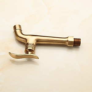 TOLIWEL Antique Brass Outdoor Garden Faucet Bathroom Wall Mount Decorative Water Hose Single Cold Tap G 1/2 inch Connection Spigot