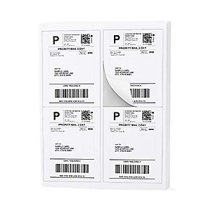 Buhbo 4-UP Address Shipping Label 4" x 5" Sticker Labels for Laser & Ink Jet Printers (100 Sheets, 400 Labels)