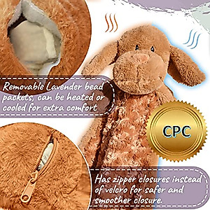 Lovey Microwavable Stuffed Animal - Large lovies for Babies which are heatable Stuffed Animals, Lavender Stuffed Animals micowavable with Removable Lavender Packet, Calming Heating pad Stuffed Animal