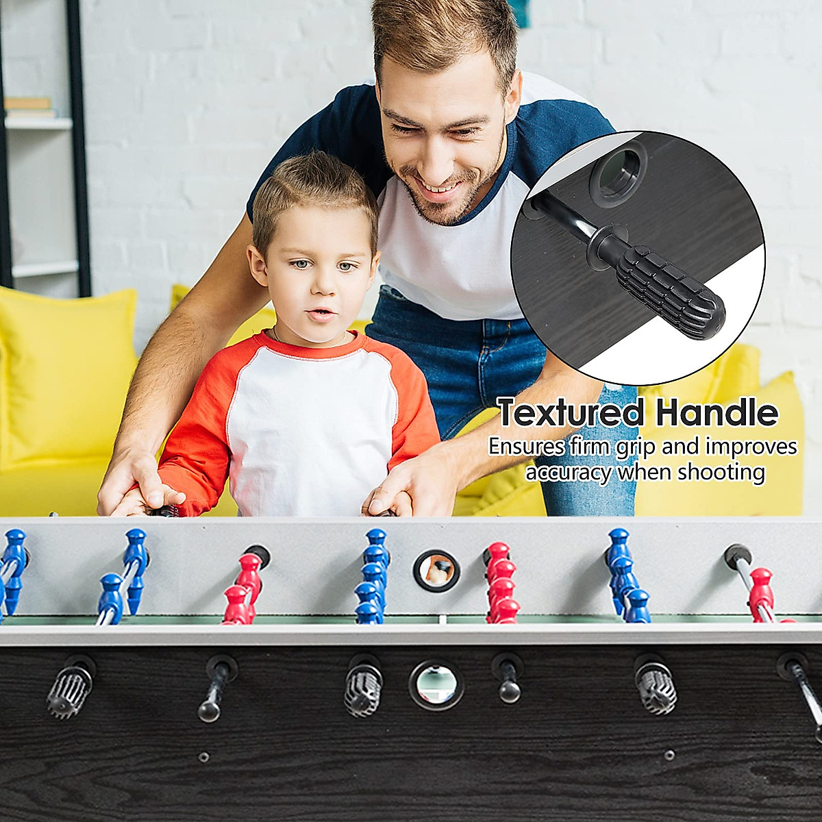 RELAX4LIFE 48'' Foosball Table, Wooden Soccer Game Table with 2 Footballs, Score Devices, Recreational Foosball Games for Kids & Adults, Arcade Table for Pub, Bars, Parties Family Night Game (Black)