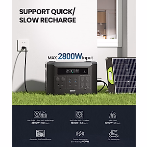 EENOUR Portable Power Station F2000, 2048Wh LiFePO4 Battery Backup, 48 Mins Fast Charging, Expandable to 16KWh, 4X2200W AC Outlets(4000W Peak), 30A RV Output, Solar Generator for Camping RV Home Use