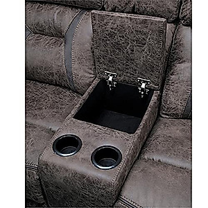 Homelegance Oliver 76" Microfiber Double Reclining Loveseat (Manual), Dark Brown