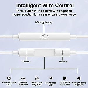 2 Pack iPhone Earbuds Wired Lightning Headphones [MFi Certified] Stereo Noise Canceling Isolating in Ear Headset with Built-in Microphone & Volume Control for iPhone 14 13 12 SE 11 X 8 7-All IOS,White