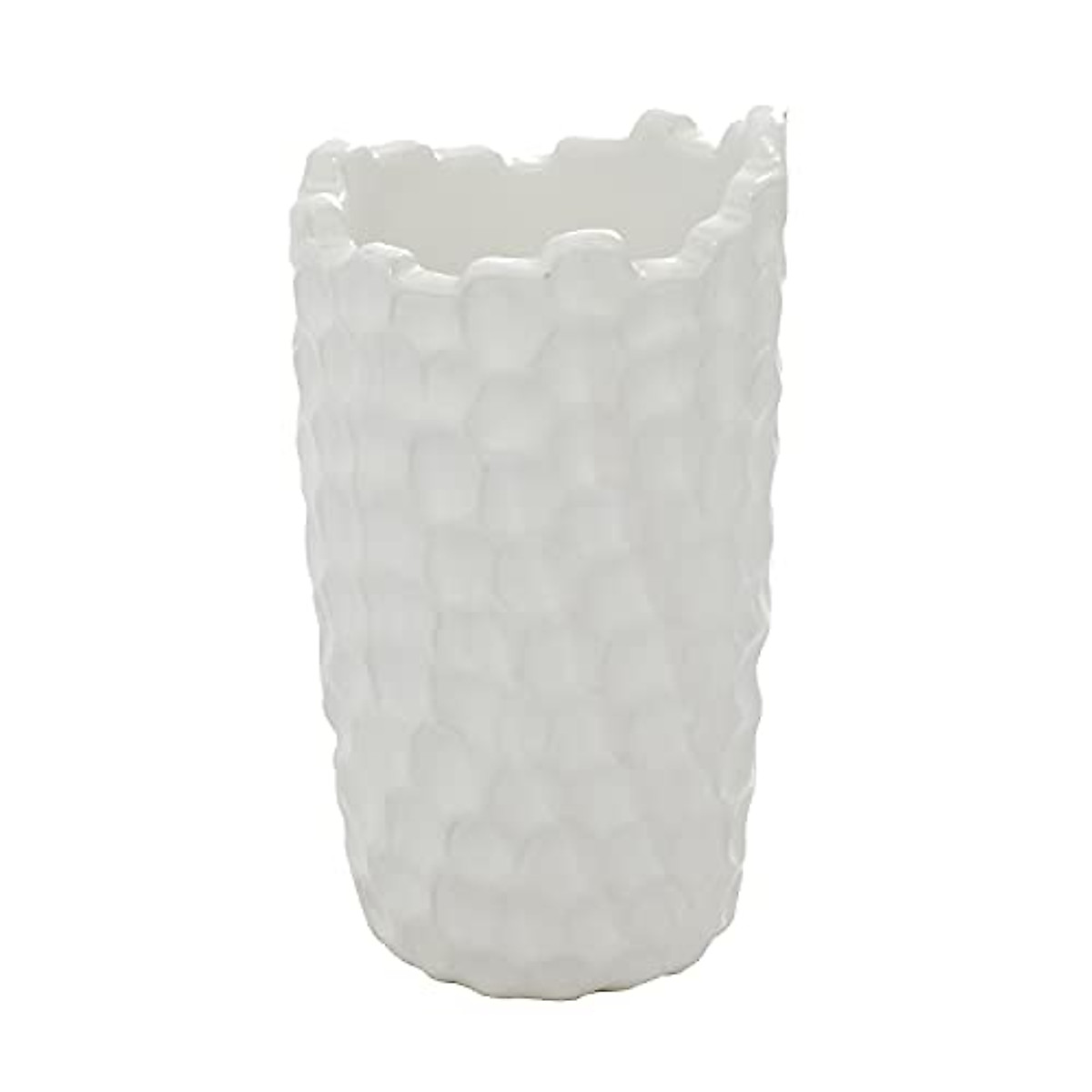 Deco 79 Porcelain Vase with Hammered Texture, 5" x 5" x 9", White