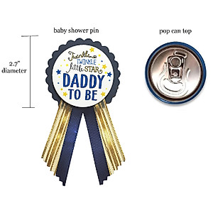 Daddy to Be Pin Twinkle Little Star Baby Shower Pin for dad to wear, Navy & Gold, It's a Boy Baby Sprinkle