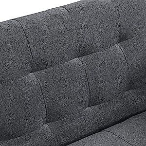 75"Convertible Folding Futon Sofa Bed,Split Back Design,Modern Fabric Sleeper Couch Bed with Armrest and Chrome Legs,Upholstered Recliner Loveseat for Living Room Apartment Dorms Office (Dark Grey)