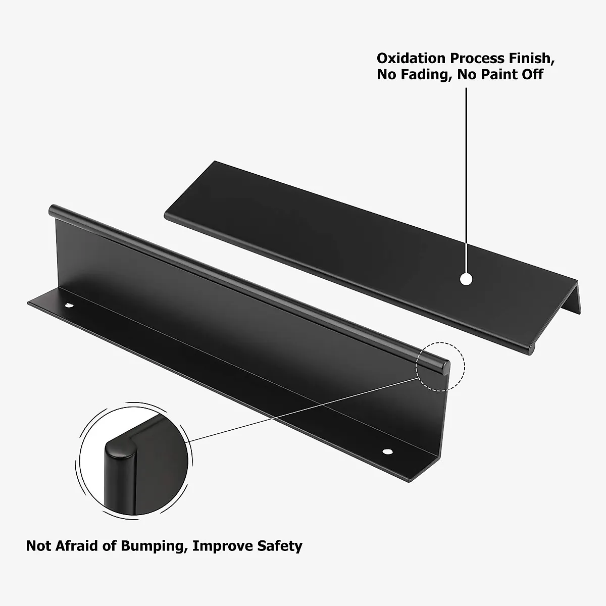 Peaha 10 Pack Kitchen Cabinet Handles 6-1/4 inch Black Pulls for Dresser Drawers Door Edge Finger Pull Aluminum Alloy Hardware