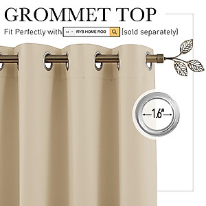 RYB HOME White Curtains & Drapes - Heavy Duty Room Darkening Grommet Curtains Vertical Blinds Room Divider Curtain for Bedroom Backdrop Parlor Living Room, W 100 x L 108, Biscotti Beige
