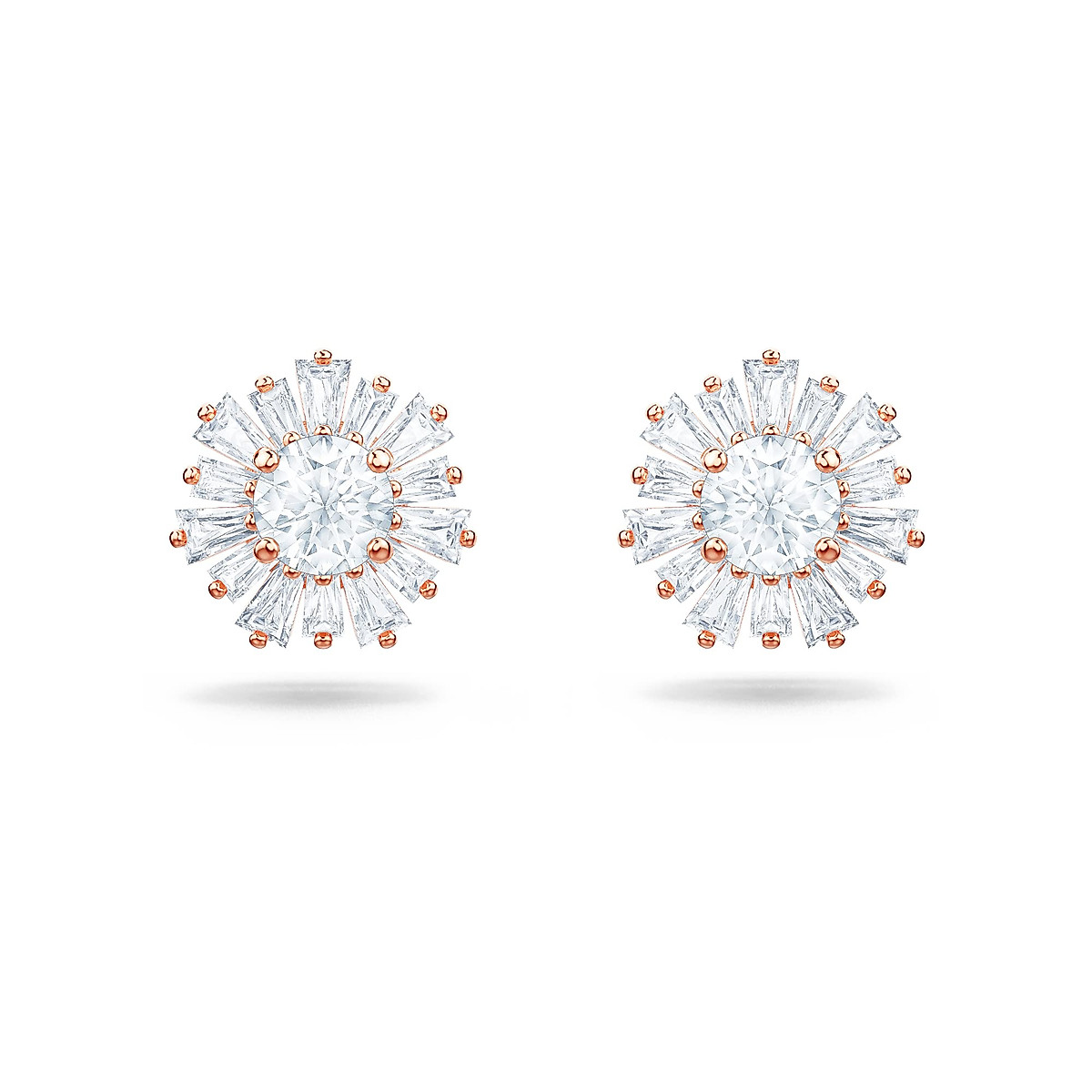 Swarovski Sunshine Collection Stud Earrings with Sun-Shaped White Crystal Centerpiece in a Rose-Gold Tone Plated Setting