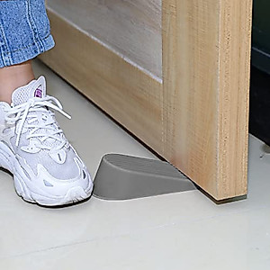 Large Doorstop 2 Pack, Heavy Duty Door Stoppers for Bottom of Door High 1.9 Inches, Rubber Industrial Door Stop, Wedge Door Stopper Great for Home Office School Heavy Door (Grey)