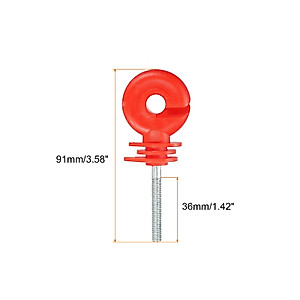 PATIKIL Electric Fence Insulator Screw-in Ring Insulator 25pcs Wood Post Insulator Red for Farm Fencing Power Grid System with Nut