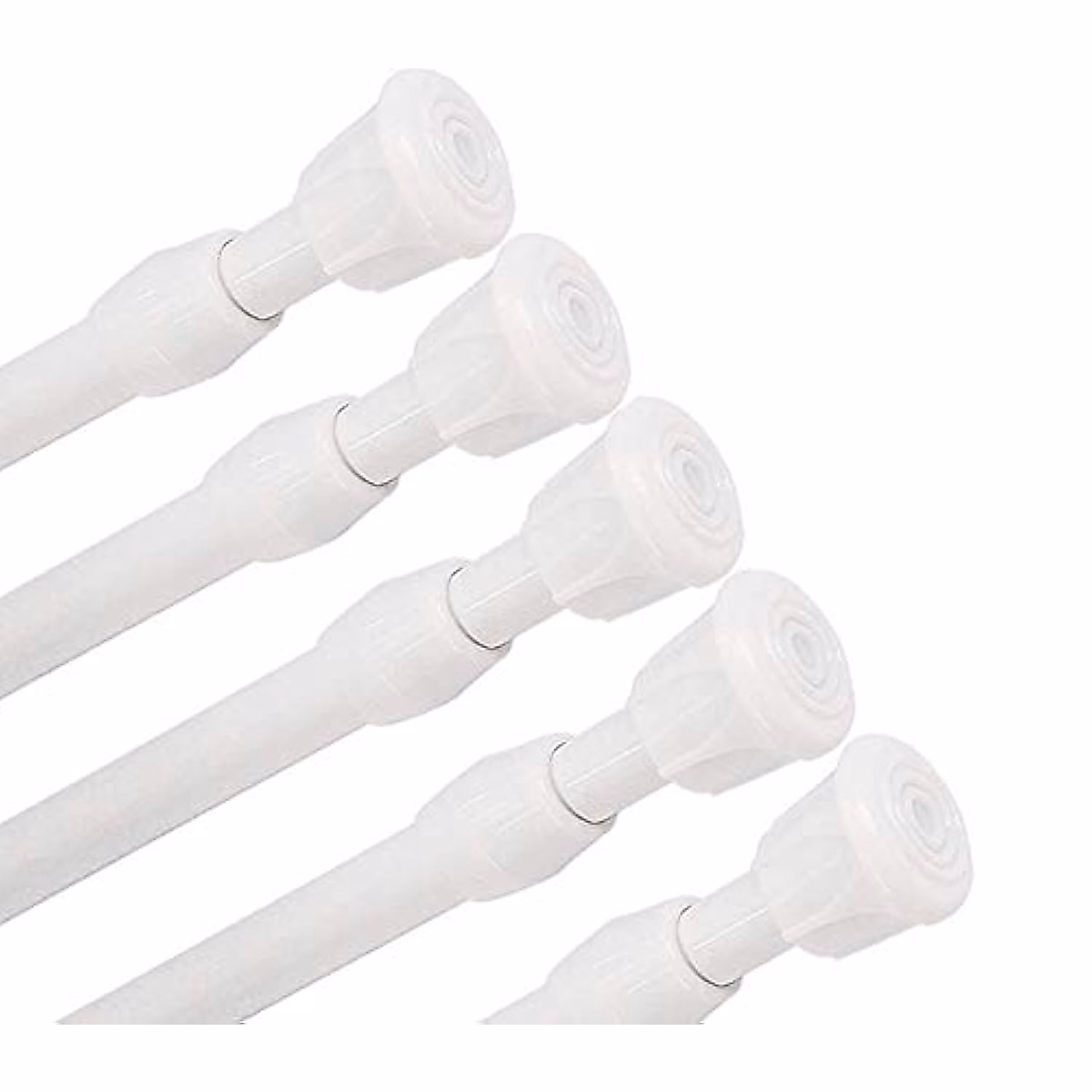 Goodtou 5 Pack Spring Tension Rods for Windows 28 to 48 Inch Adjustable White Tension Curtain Rods No Drilling Small Spring Loaded Curtain Rods for Closet Cupboard Bar