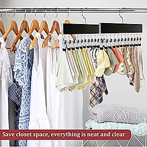 2PC Upgrade 12 Clips Pants Hangers Space Saving, Multifunctional Non Slip Leggings Pants Rack for Closet Organizers Storage with Roatable Hooks, for Jeans,Leggings,Trousers,Skirts