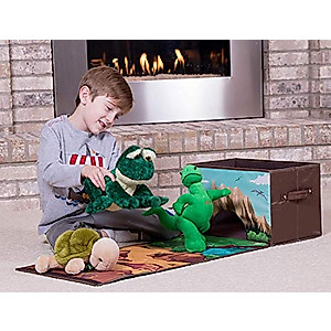 Clever Creations Collapsible Toy Storage Organizer and Play Mat for Kids - Perfect Toy Chest for Organizing Books, Toys, Games, and More - Dinosaur Theme