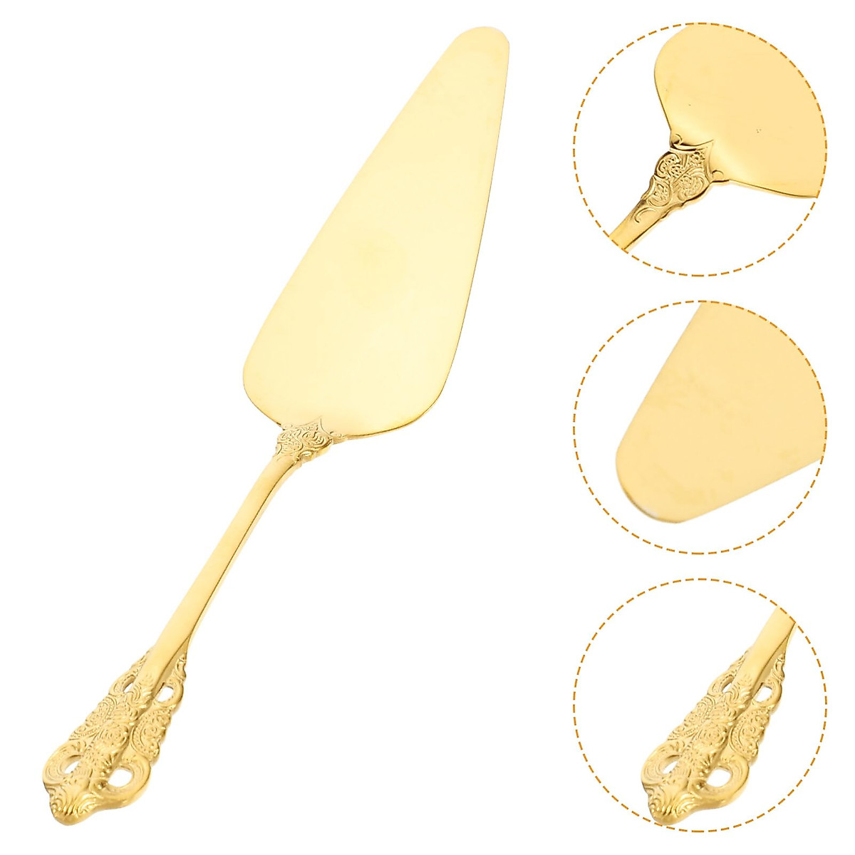 CALLARON Stainless Steel Cake Server Pie Server Cake Knife Pizza Cutters Scraper Tart Dessert Slicer Cake Silvery Serving Spatulas For Wedding Birthday Loaves Egg Butter Golden