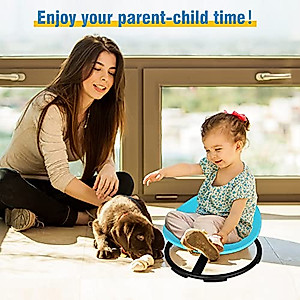 FERUERW Autism Kids Swiel Chair,Sensory Toy Chair,Carousel Spin Sensory Chair for Kids,Training Body Coordination,Kids Spinning Chair,Metal Base Non-Slip Sitting More Safer(Blue)