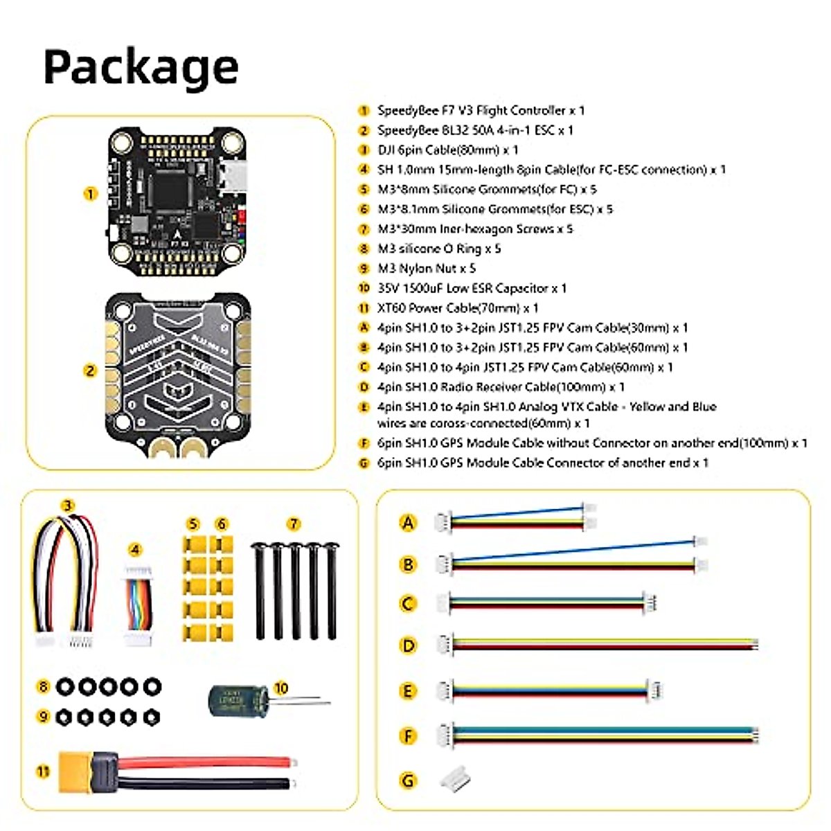 SpeedyBee V3 F7 Flight Controller Stack: 30x30 Drone FC Stack with 4in1 50A ESC BL32, Wireless Betaflight Configuration, Blackbox,Solder-Free Plugs,WiFi,Bluetooth for 3-6S 4" 5" FPV Drone Cinelifter