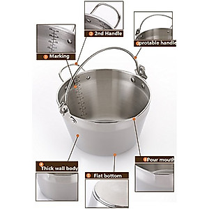 Jam Making Maslin Pan Stainless Steel Preserve Pot & Handle Bucket,Camping Pan (4.5L-4.5QT)
