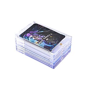 UTCTBC 35 PT Strong Magnetic Cards Sleeves 6 Card Brick + 1 Display Stand Clear Soft Pro Card Holder Fit Standard Trading Cards, Sports Cards,