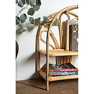 B BEMIAO CRAFTS Rattan Shelf Standing, Stand Utility Storage Shelf, Decorative Storage Organizer, Boho Shelf Decor for Kitchen, Bathroom, Nursery, 15.7" x 8.26" x 19.3"