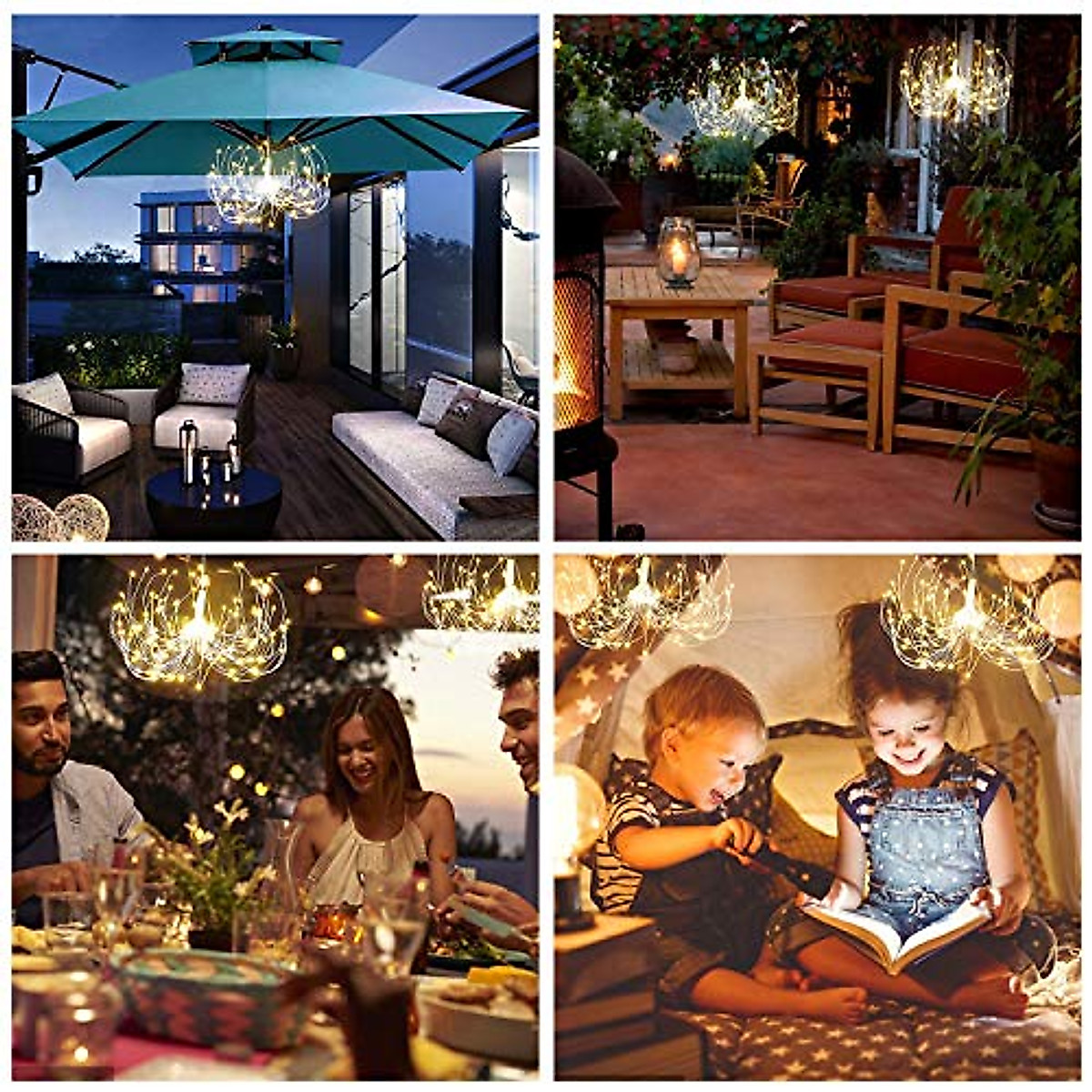 HEAGEERO Outdoor Battery Operated Chandelier 2 Pack,Firework Lights Starburst Light 180 LEDs,Ceiling Hanging Decorative for Party Christmas,Indoor Using