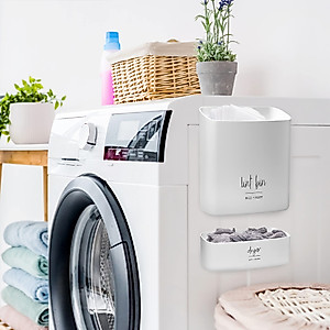 Magnetic Lint Bin for Laundry Room Organization and Storage (2 Piece Set), Waste Holder and Storage Decor, Saves Space with Magnet Mount onto Dryer or Wall Mount Options