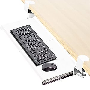 VIVO Large Keyboard Tray Under Desk Pull Out with Extra Sturdy C Clamp Mount System, 27 (33 Including Clamps) x 11 inch Slide-Out Platform Computer Drawer for Typing, White, MOUNT-KB05W