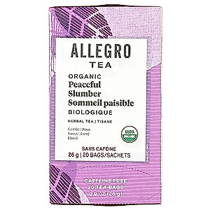 Allegro Tea, Organic Peaceful Slumber Tea Bags, 20 ct