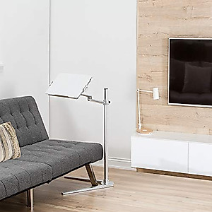 VIVO Aluminum Laptop Floor Stand for 4 to 14 inch Mobile Phones & Tablets, 12 to 17 inch Laptops, Height Adjustable 360 Degree Rotating Arm with Ventilated Tray, Silver STAND-LAP1F