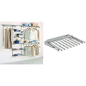 Rubbermaid Configurations Deluxe Closet Kit, Titanium, 4-8 Ft. & Configurations Pants Rack, Titanium, Holds 7 Pairs of Pants, Non-Slip, Closet Organization and Storage