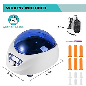 ZRKXYQ PRP Centrifuge Machine, 6x15mL/10mL/7mL/1.5-5ml Tubes Lab Centrifuges, 500-5000 RPM, Max 2600xg RCF LCD Digital Mini Benchtop Laboratory Equipment Kit
