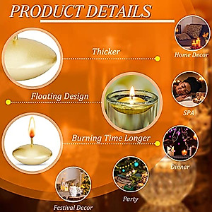 90 Pieces White and Gold Floating Candles Unscented Dripless Wax Discs Smooth Small Candles Tealight Shape Floating Pool Candles Romantic Candles for Wedding Party Holiday Table Centerpieces