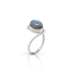 Labradorite Vintage Gipsy Ring 925 Sterling Silver Oval Stone Boho Chic Jewelry (7)