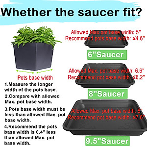 GREGICH Square Plant Saucer Tray 6 8 9.5 Inch Assorted Size 9 Packs, Strong Plastic Plant Water Catcher Tray Planter Saucer Drainage Catch Drip Plate for Potted Plant Flower Pot Base Indoor Outdoor