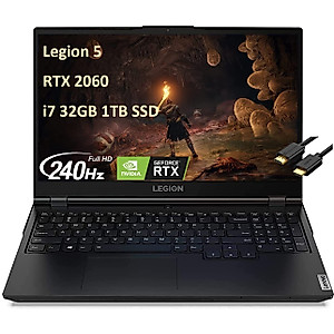 Lenovo Legion 5 15.6" FHD 1080p IPS 240Hz Gaming Laptop (Intel 6-Core i7-10750H, GeForce RTX 2060 (Beat RTX 3050Ti), 32GB RAM, 1TB PCIe SSD) Backlit, IST HDMI Cable, Windows 10