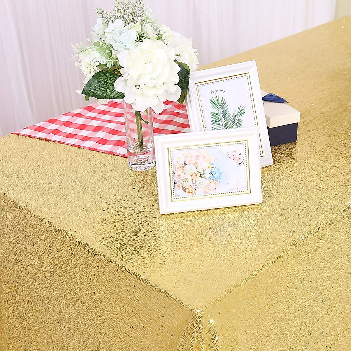 GFCC Glitter Gold Sequin Tablecloth 60x126 Party Wedding Halloween Christmas Baby Shower Table Cover