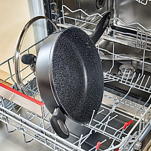 Zyliss Cook Non-Stick Forged Saut茅 Pan with Glass Lid, Aluminium, Black, 53.9 x 29 x 15.6 cm