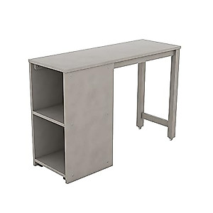 BIADNBZ Twin Size House Bed Frame with Slide, Pullable Storage Desk and Wardrobe Storage, Wooden Low Bedframe w/Wing-Shaped Fence and Ladder, for Kids Teens Bedroom Dorm, Worn Gray+White