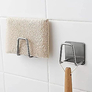 2PCS Kitchen Stainless Steel Sink Sponges Holder Self Adhesive Drain Drying Rack Kitchen Wall Hooks Accessories Storage Organizer