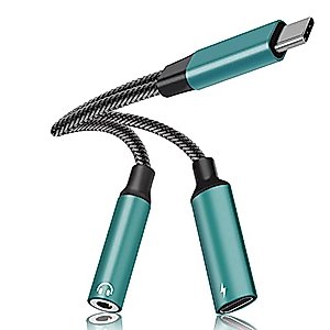 Samsung Galaxy S23 Headphone Adapter, 2 in 1 USB C to 3.5mm Headphone Adapter with PD 60W Charging Dongle Compatible with Galaxy S23+/S22+/S22/S22+/S21+/S20/S20FE/Note 10+, Google Pixel 7/6Pro/5/4XL